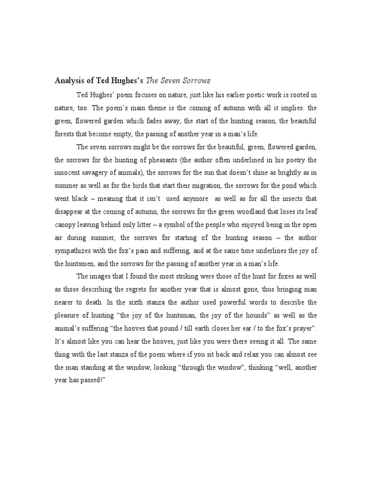 Analysis of Ted Hughes | PDF