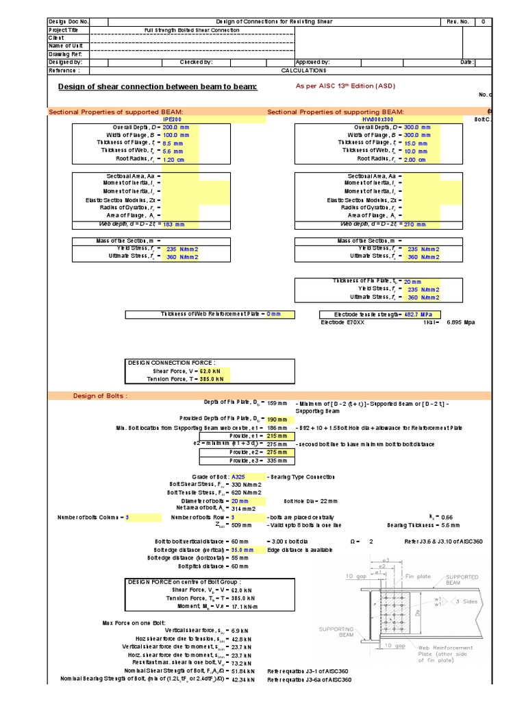 Design of a Full Strength Bolted Shear Connection Between Steel Beams ...