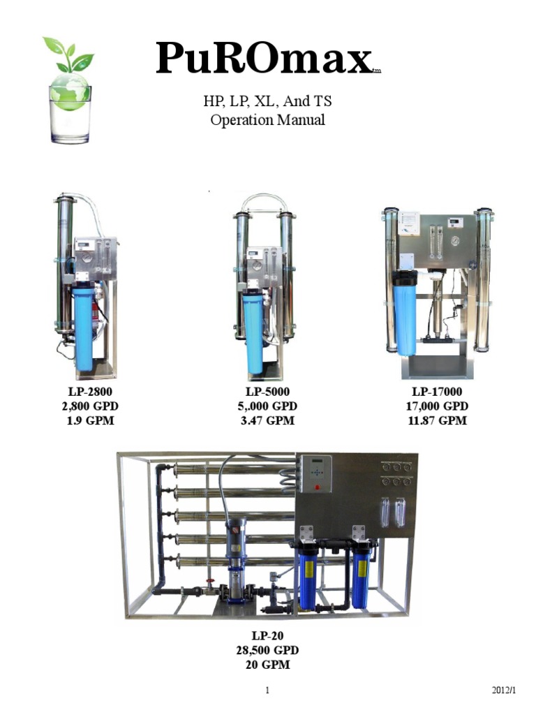 Puromax: HP, LP, XL, and Ts Operation Manual | PDF | Mains Electricity ...