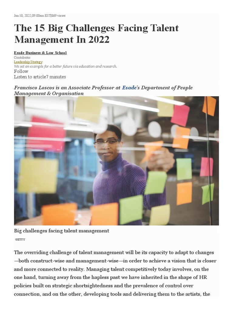 The 15 Big Challenges Facing Talent Management in 2022 - Forbes | PDF ...