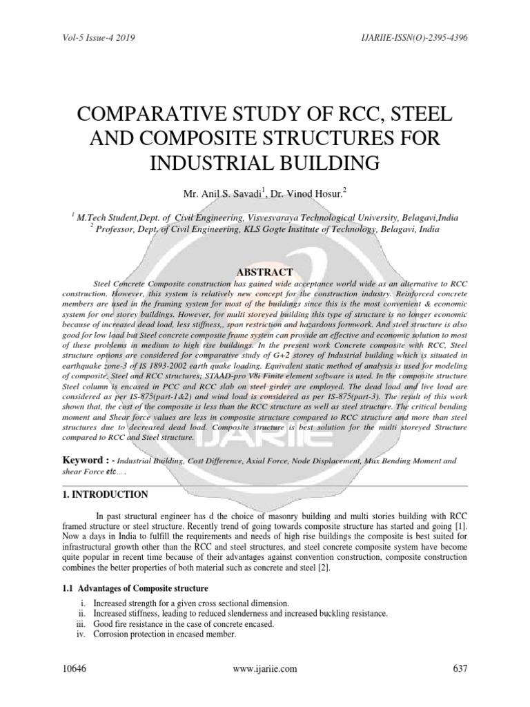 COMPARATIVE STUDY OF RCC STEEL AND COMPOSITE STRUCTURES FOR INDUSTRIAL ...