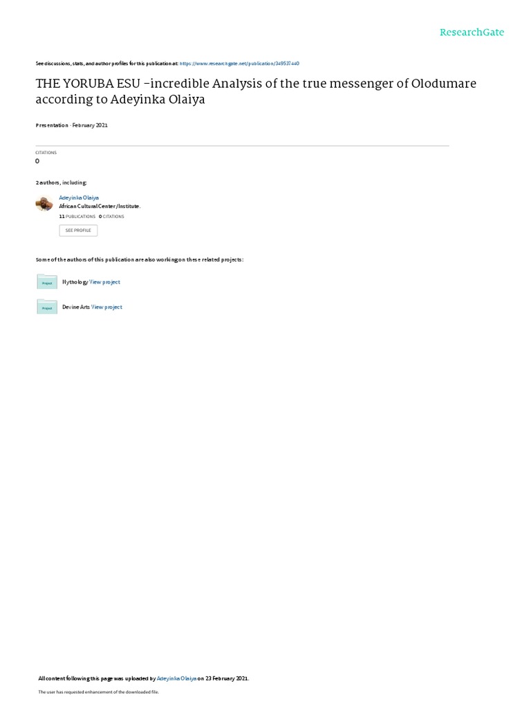 The Yoruba Esu | PDF | Divination | God