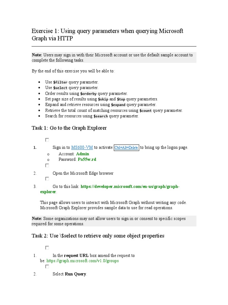 Exercise 1: Using Query Parameters When Querying Microsoft Graph Via ...