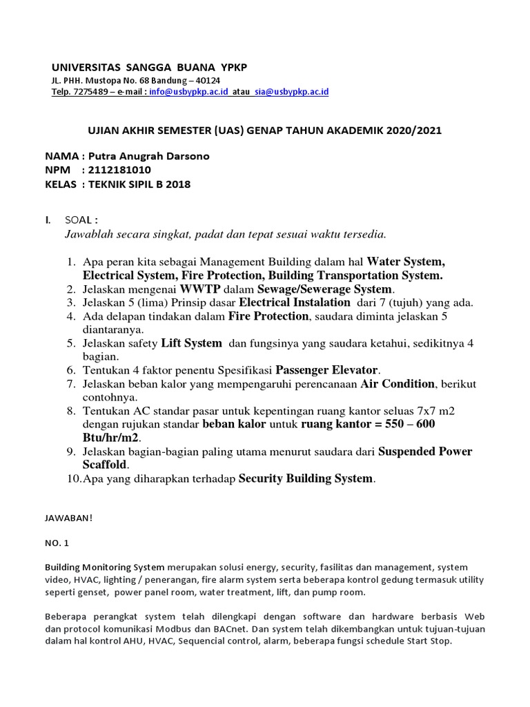 Uas Pemeliharaan Bang-Ged (Putra Anugrah) | PDF | Teknologi & Rekayasa