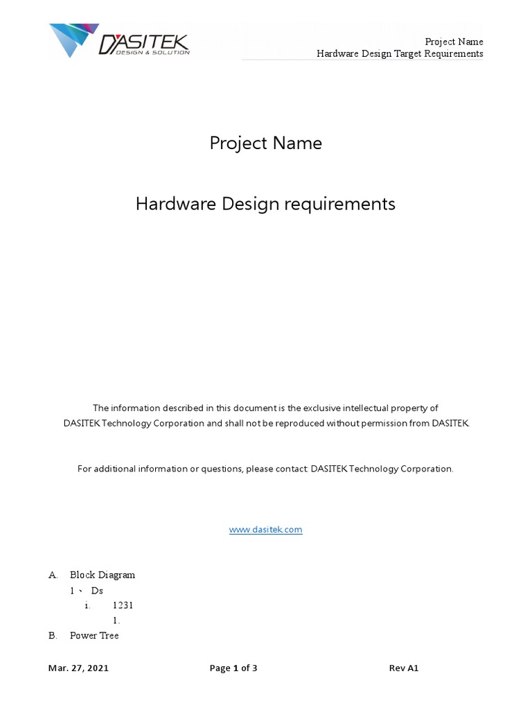 DASITEK Hardware Design Specification | PDF