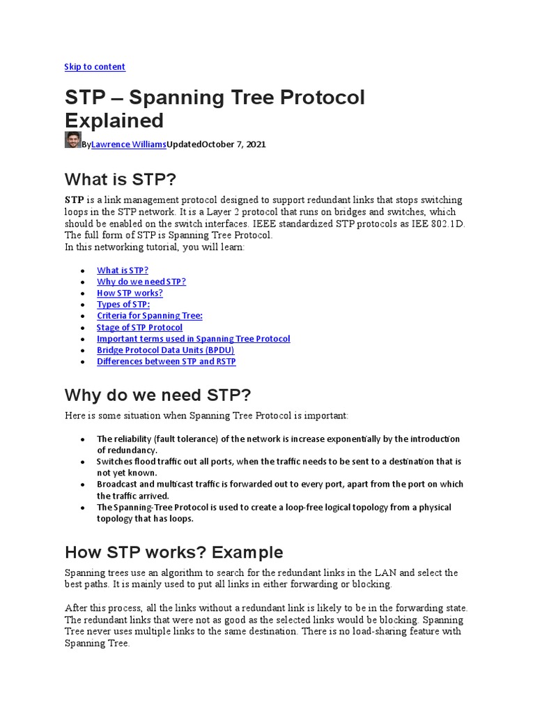 STP - Spanning Tree Protocol Explained | PDF | Network Switch ...