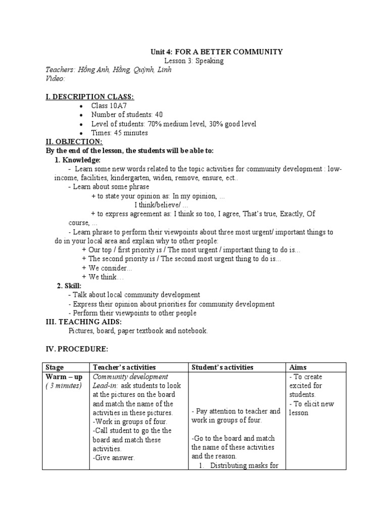 Lesson Plan - Speaking | PDF | Teachers | Learning