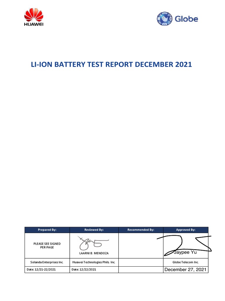 Li-ion Battery Test Report Analysis | PDF | Energy Technology | Battery ...