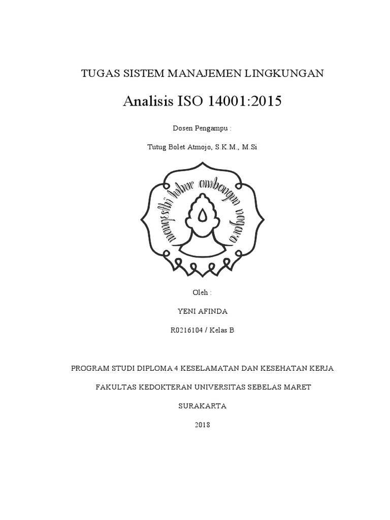 Tugas Iso 14001 Sistem Manajemen Lingkungan | PDF | Teknologi & Rekayasa