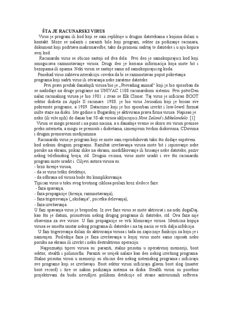 Šta Je Racunarski Virus | PDF
