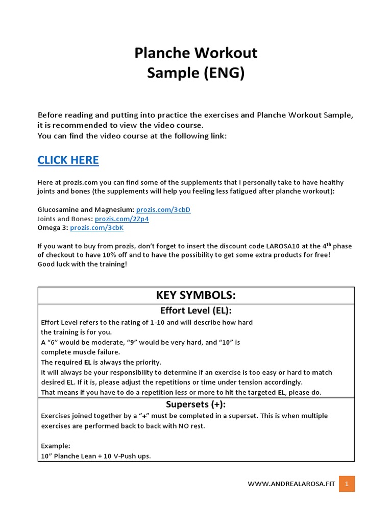 ENG Planche Workout Sample - PDF by Andrea Larosa | PDF | Clinical Medicine