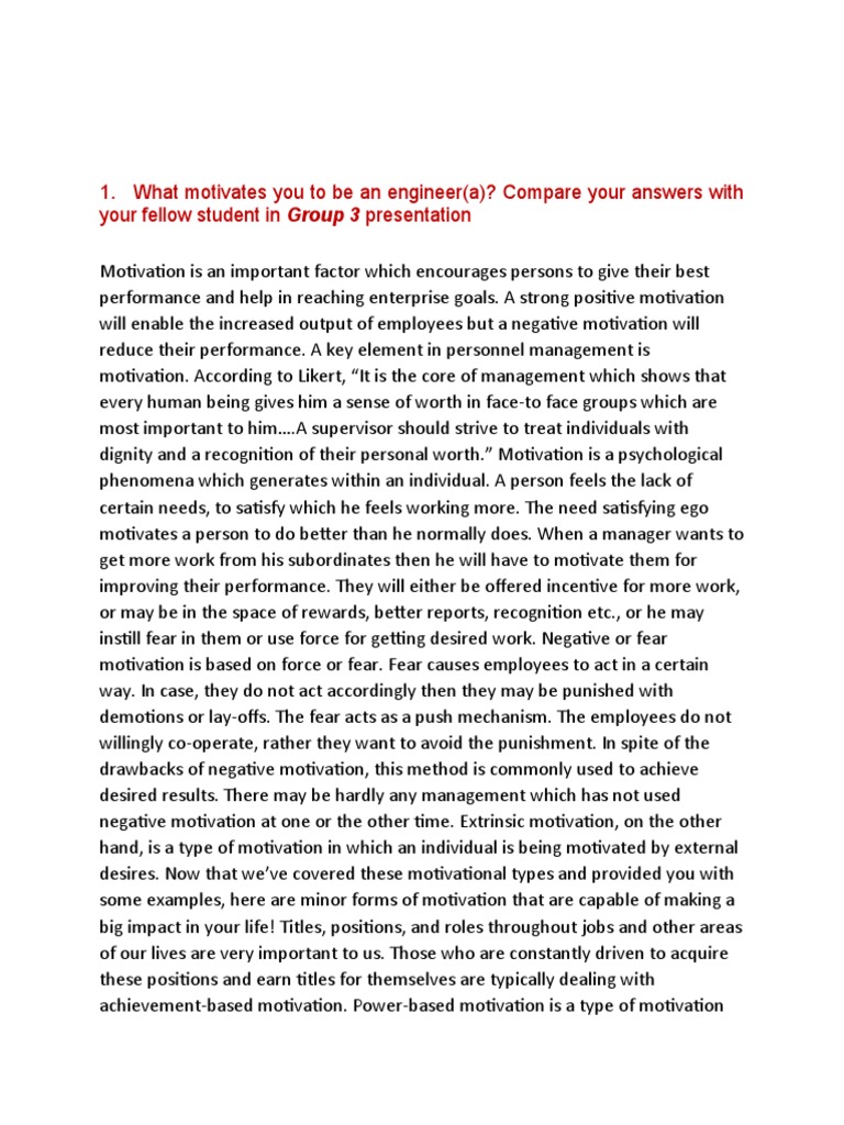 What Motivates You To Be An Engineer (A) | PDF | Mechanical Engineering ...