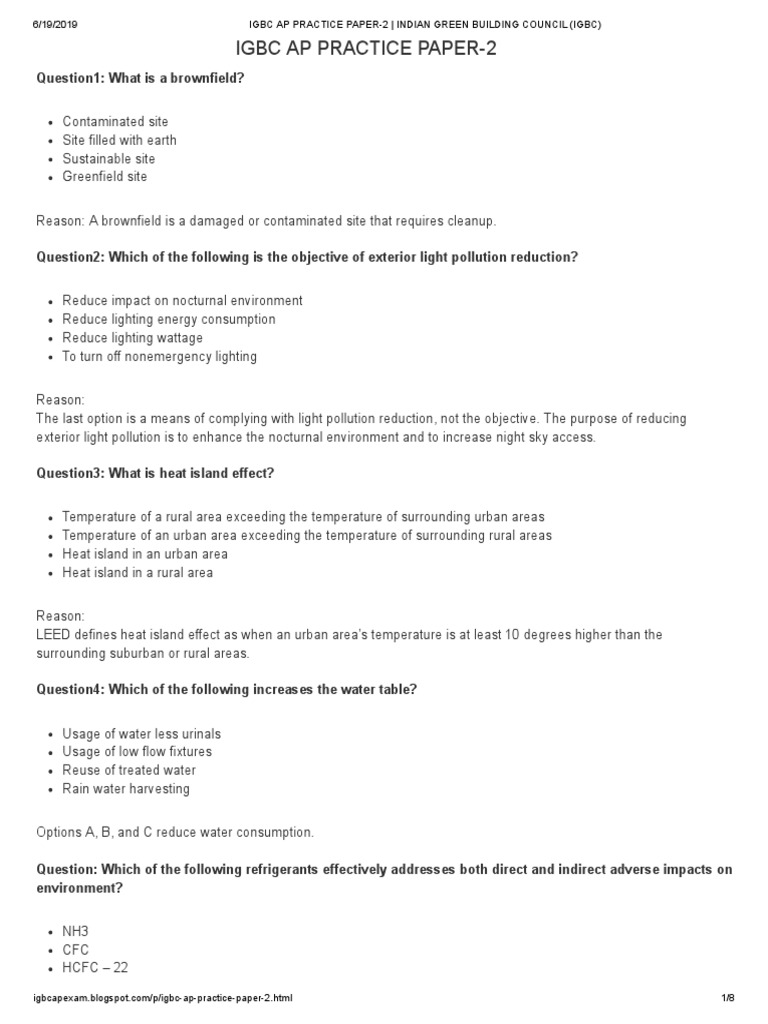 Analysis of IGBC AP Practice Paper-2 Exam Questions Focusing on ...