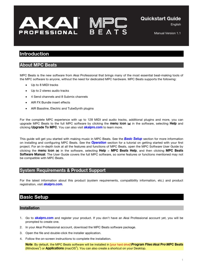 Quickstart Guide About Mpc Beats Pdf Icon Computing Drum Kit