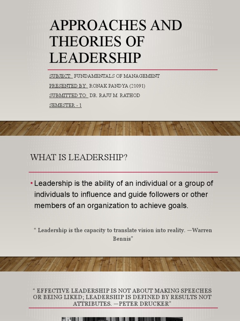 Approaches and Theories of Leadership | PDF | Leadership | Psychology