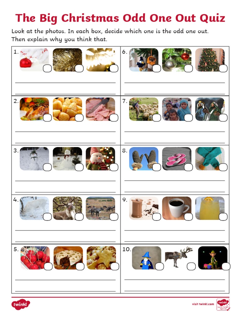 Christmas Odd One Out Quiz | PDF | Language Arts & Discipline