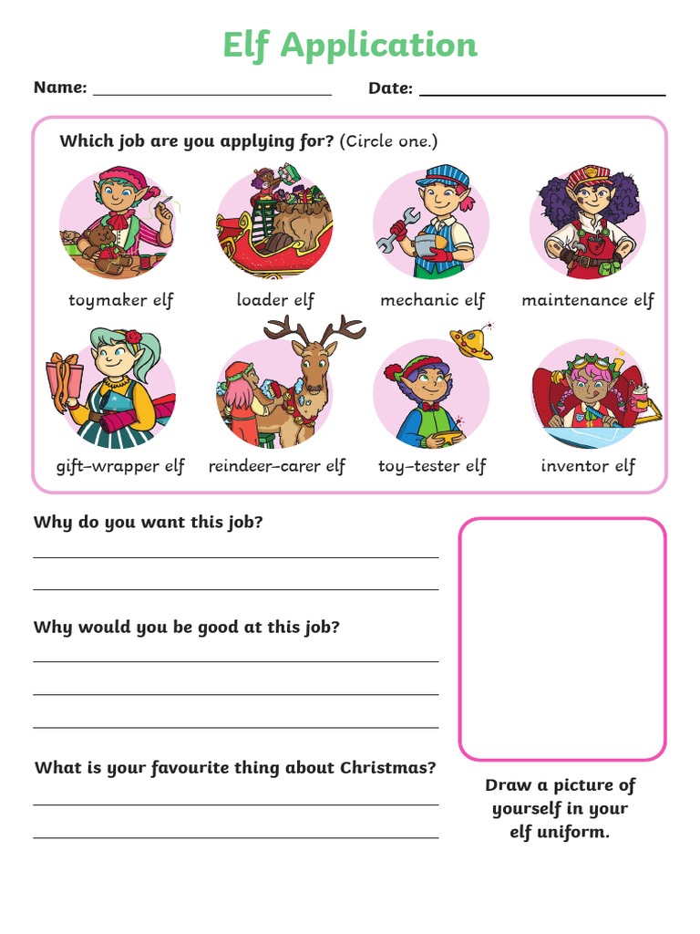 Christmas Elf Job Application Form - Speaking Activity | PDF