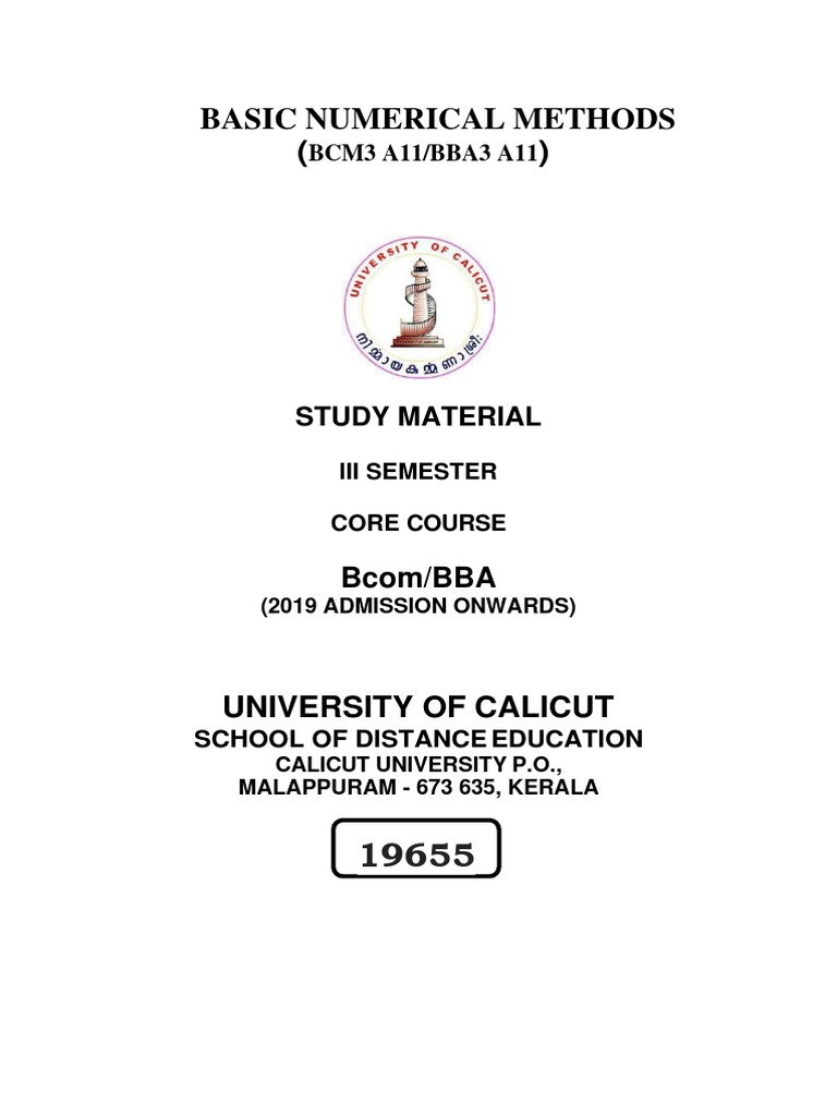 Bcm3a11 Bba3a11 Basic Numerical Methods | PDF | Matrix (Mathematics ...