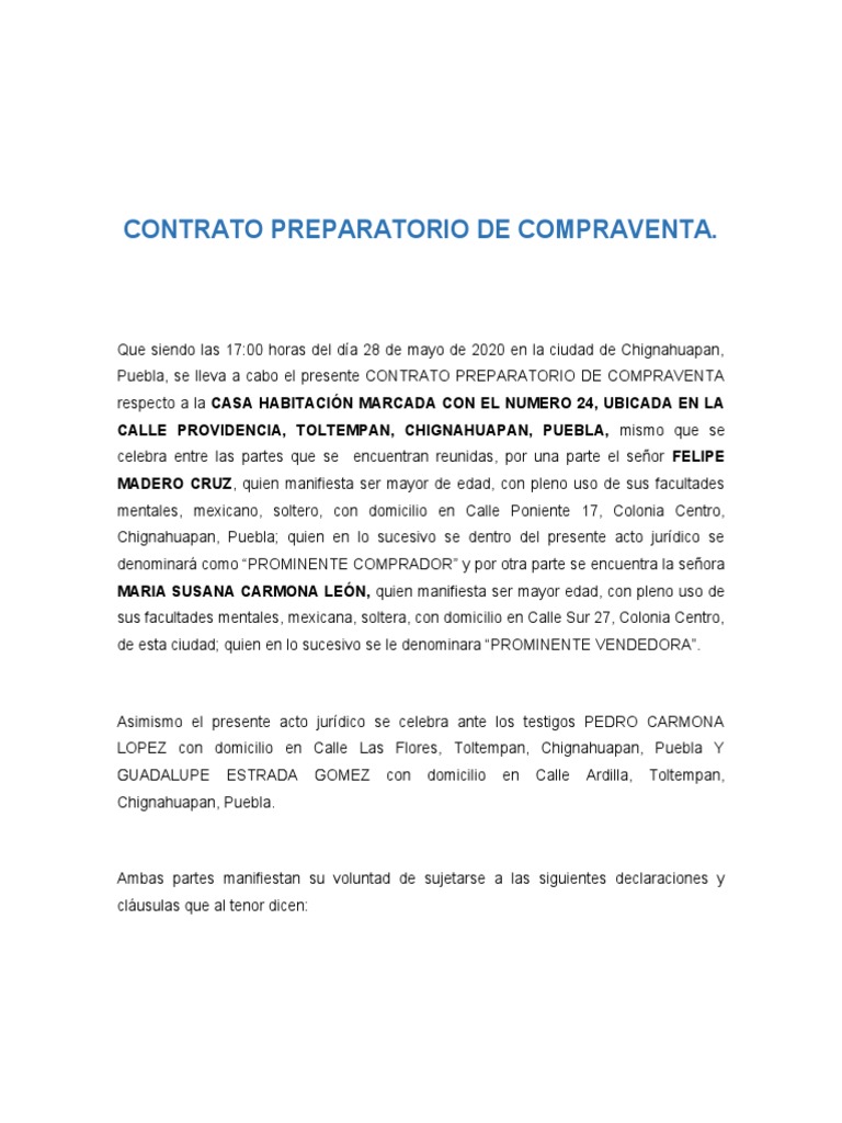 Contrato Preparatorio de Compraventa | PDF | Justicia | Derecho privado