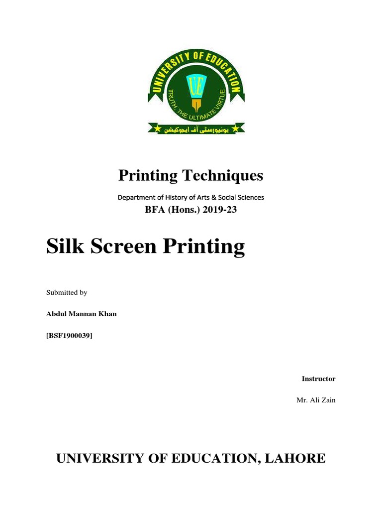 Slik Screen Printing | PDF | Printing | Industrial Processes