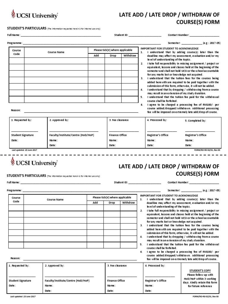 FORM-RO-RE-02-01 Late Add Late Drop Withdraw of Course Form 23062017 ...