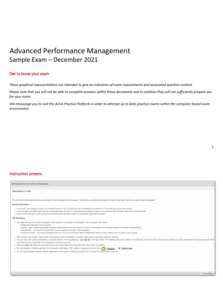 Advanced Performance Management: Sample Exam - December 2021 | PDF