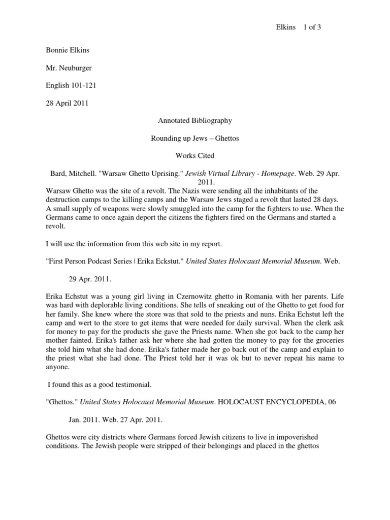 Annotative Bibliography | PDF | The Holocaust | Jews