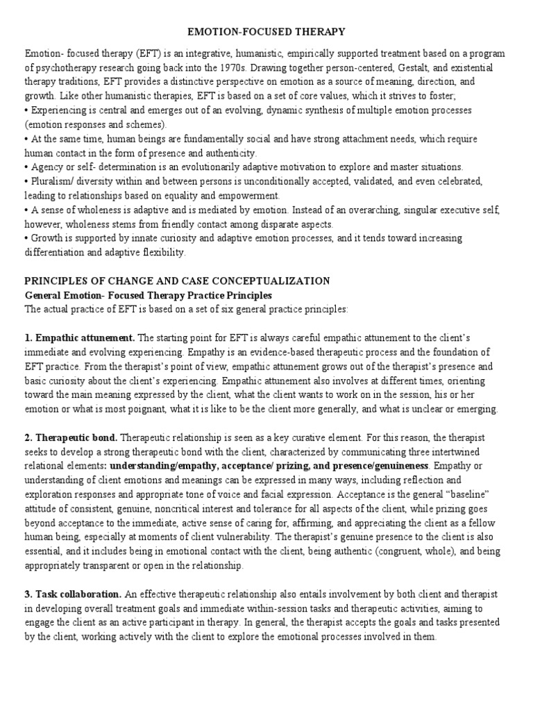 Emotion-Focused Therapy Principles | PDF | Psychotherapy | Emotions