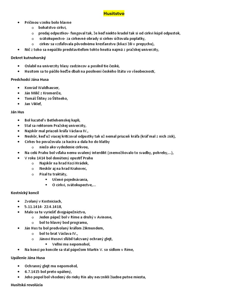 Poznámky Z Dejepisu | PDF