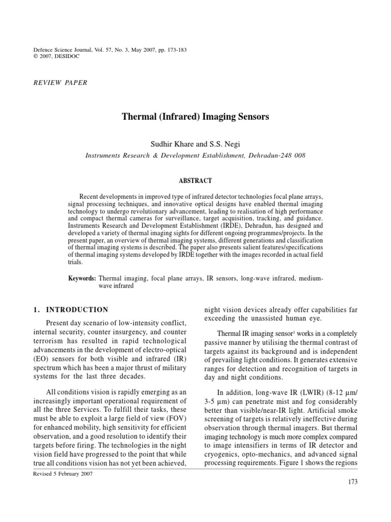 2007 Thermal Infrared Imaging Sensors | PDF | Infrared | Thermography