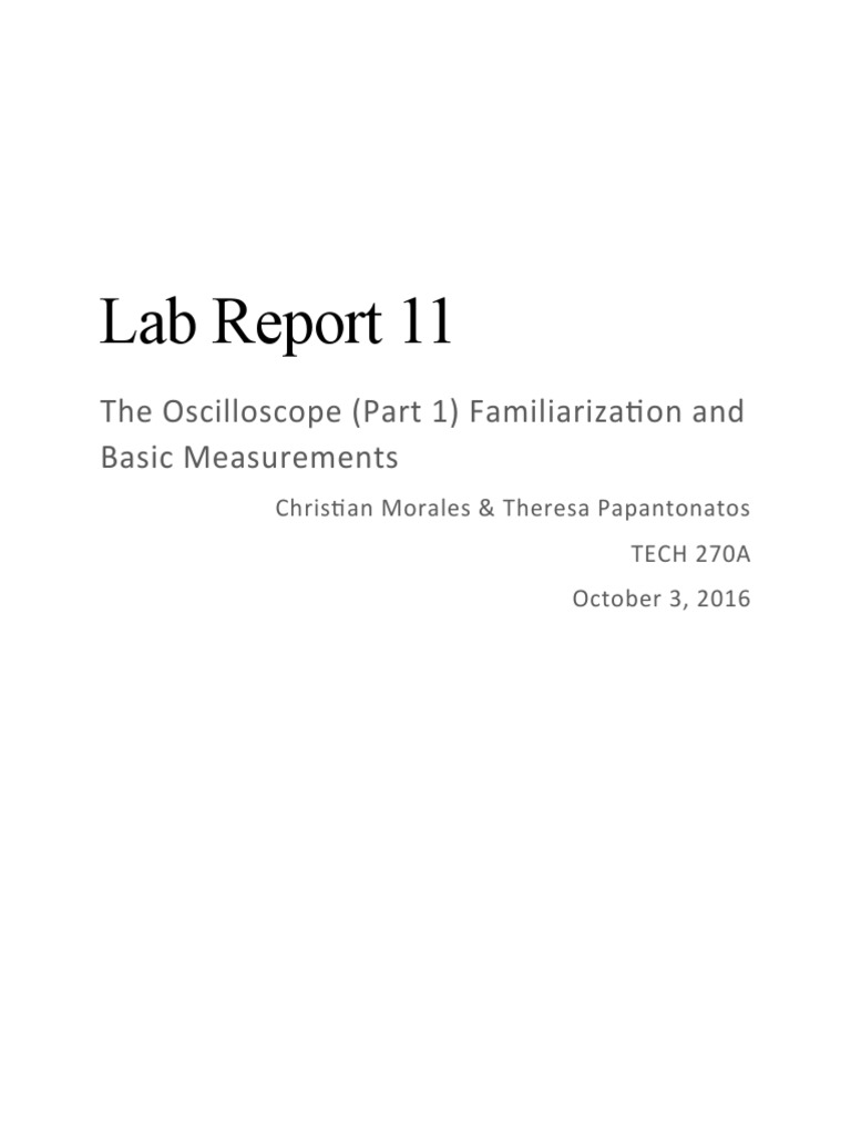 Lab Report 11 The Oscilloscope Part 1 Fa | PDF | Amplitude | Power Supply
