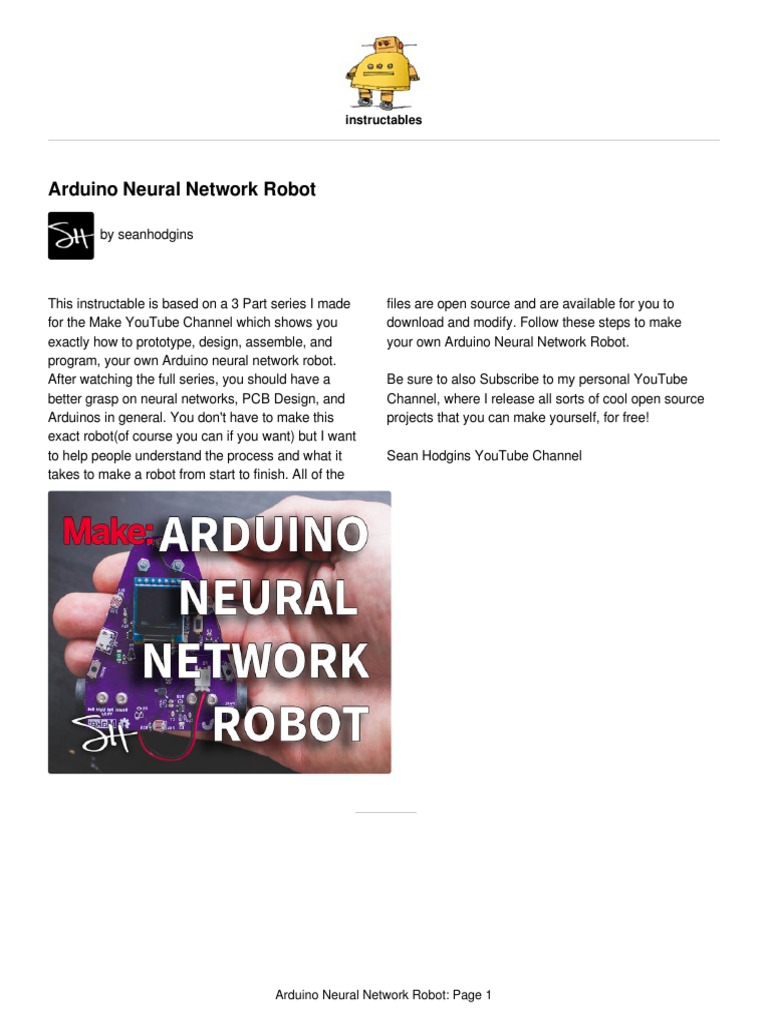 Arduino Neural Network Robot Pdf Printed Circuit Board Arduino 6606