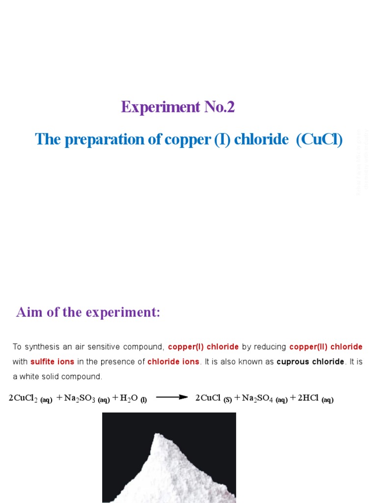 Experiment No.2: The Preparation of Copper (I) Chloride (Cucl) | PDF ...