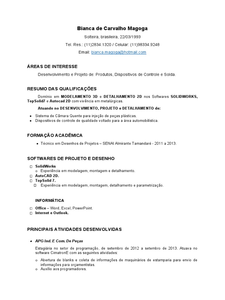 Currículo Bianca | PDF