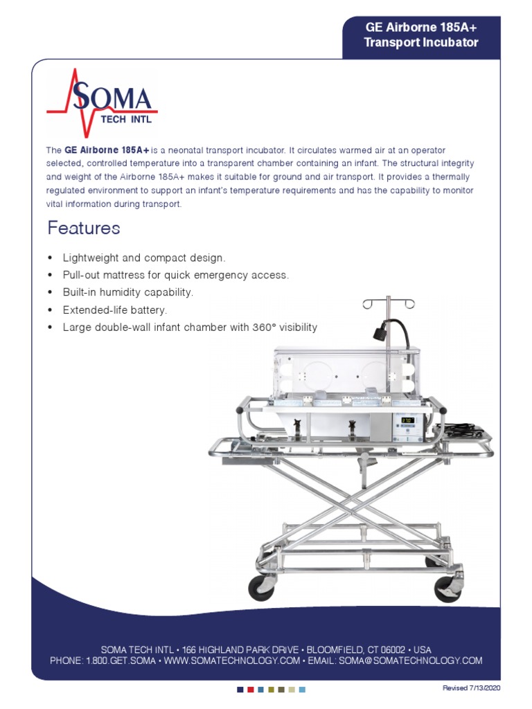 GE Airborne 185A Plus Transport Incubator | PDF | Neonatal Intensive ...