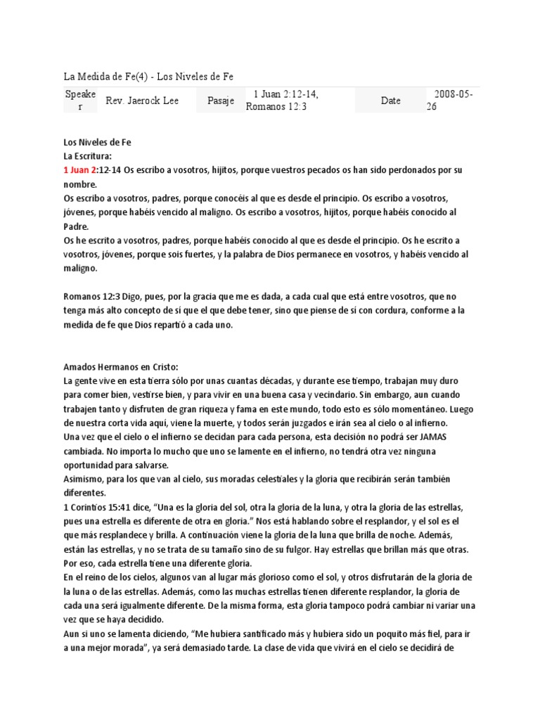 La Medida de Fe (4) - Los Niveles de Fe | PDF | Fe | Dios