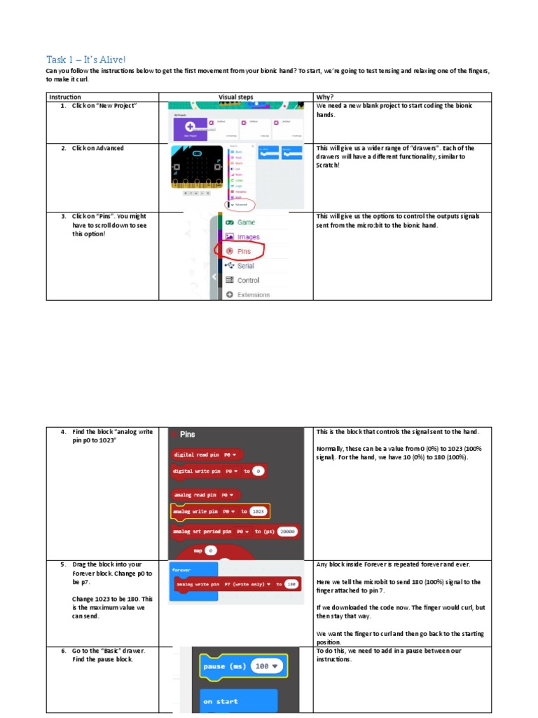 Outreach - Bionic Hand Instructions | PDF | Accelerometer | Computer ...