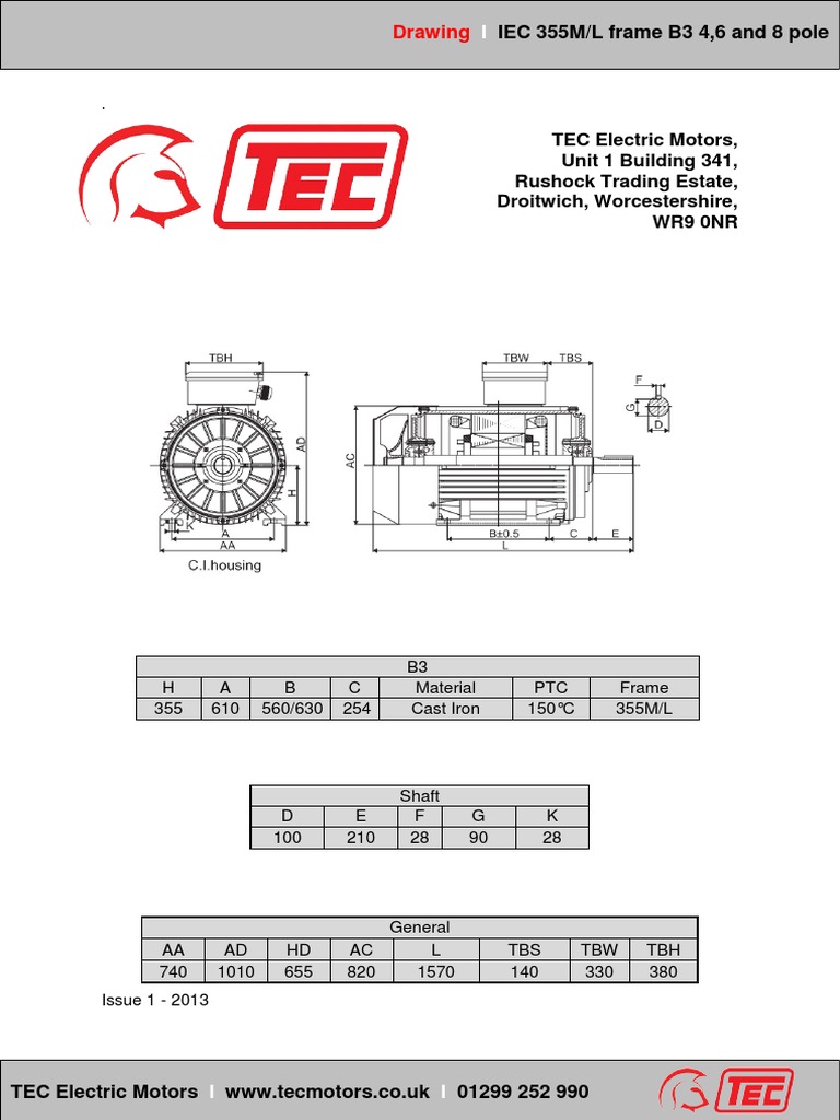 TEC 355 Frame Motor Specifications | PDF