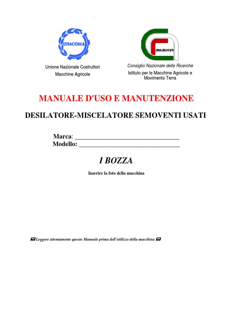 Manuale D'Uso E Manutenzione: I Bozza | PDF