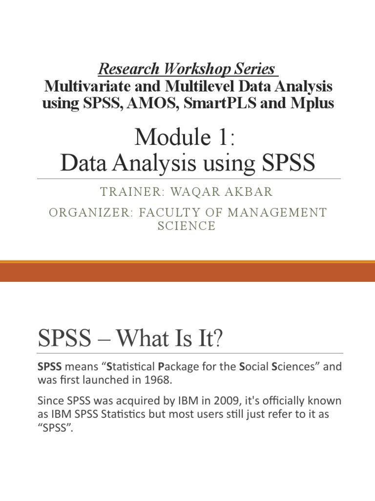 Data Analysis Using SPSS: Research Workshop Series | PDF | Factor ...