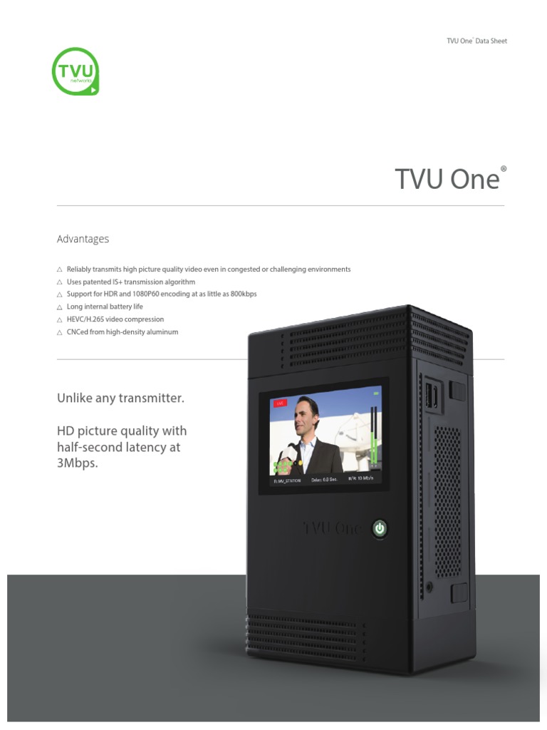 Tvu One: Unlike Any Transmitter. HD Picture Quality With Half-Second ...