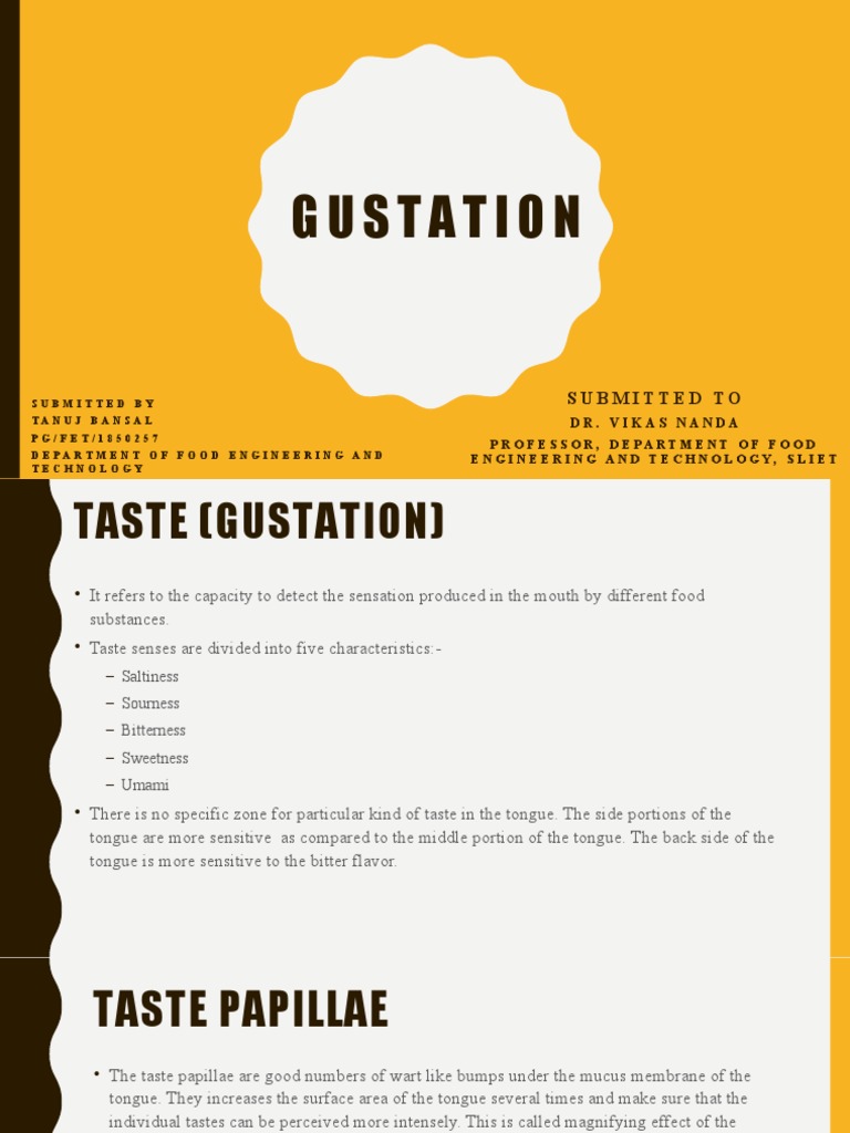 Gustation | PDF | Taste | Stimulus (Physiology)