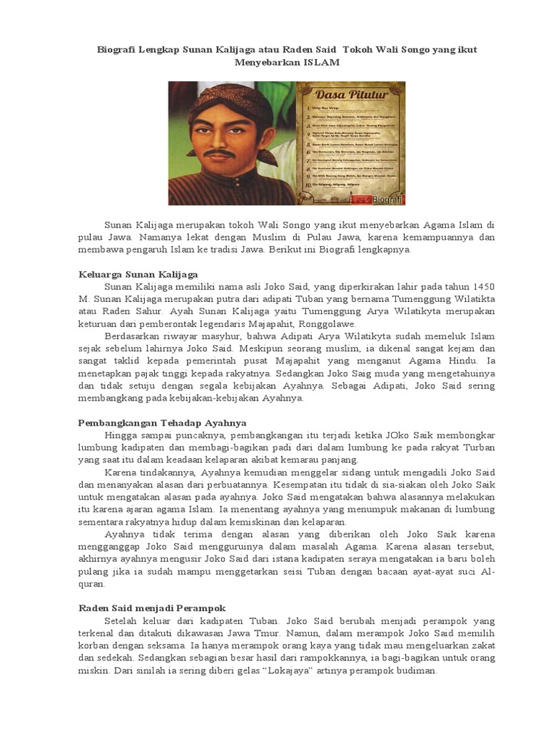 Biografi Lengkap Sunan Kalijaga Atau Raden Said | PDF