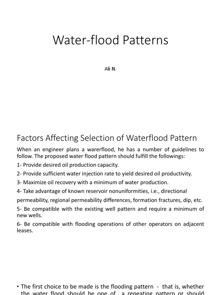 Water-Flood Patterns: Ali N | PDF | Petroleum Reservoir | Extraction Of ...