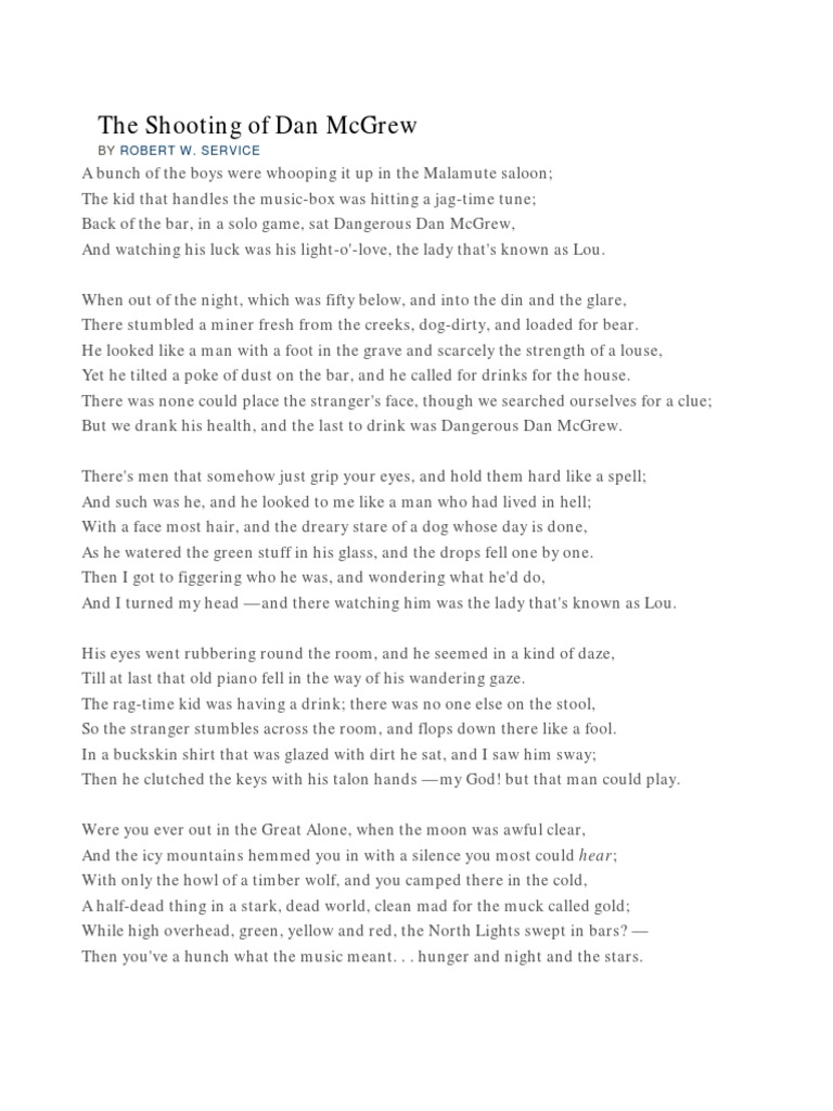 The Shooting of Dan Mcgrew | PDF