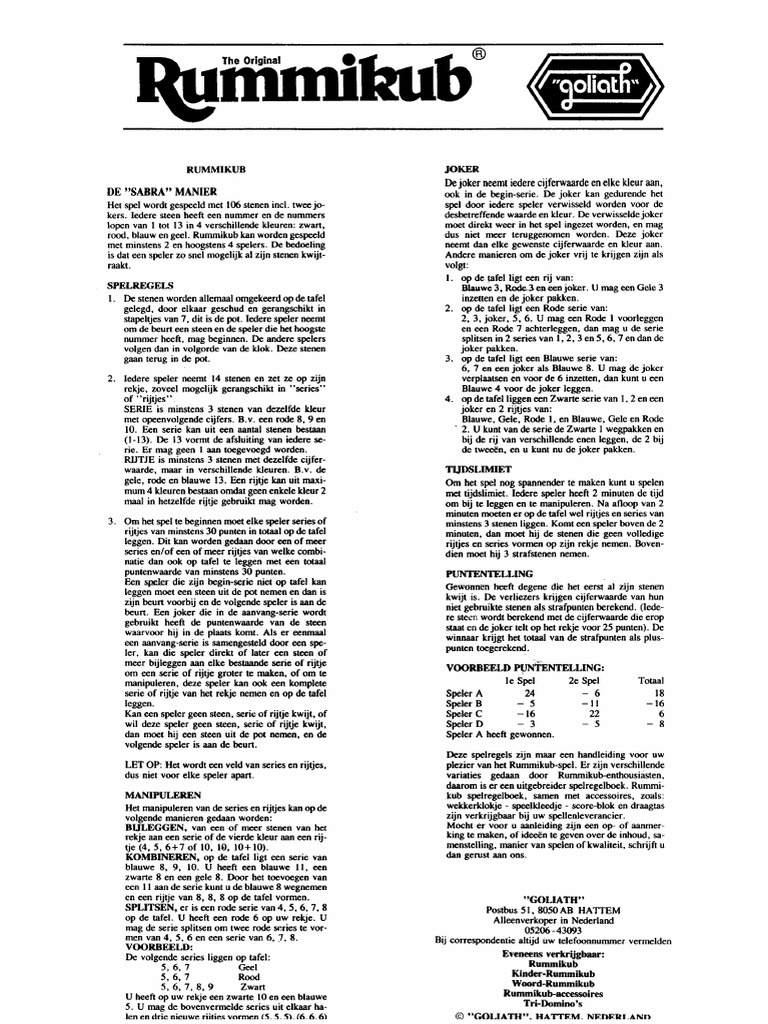 Spelregels Rummikub | PDF