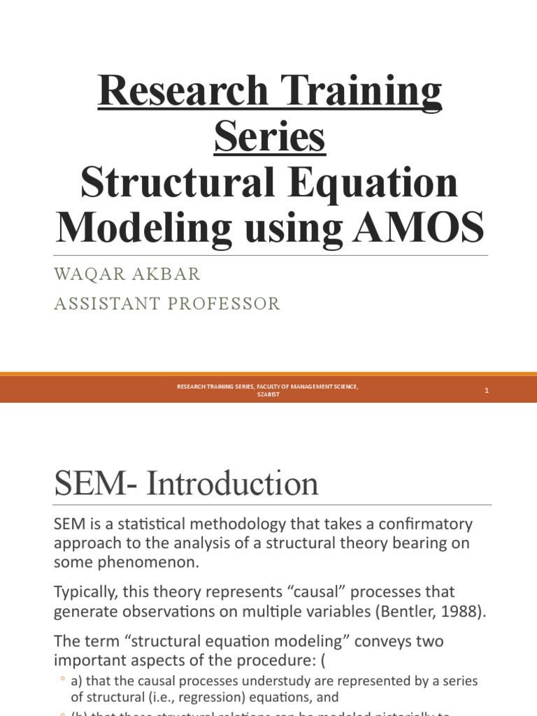 An Introduction to Structural Equation Modeling using AMOS: Basic ...