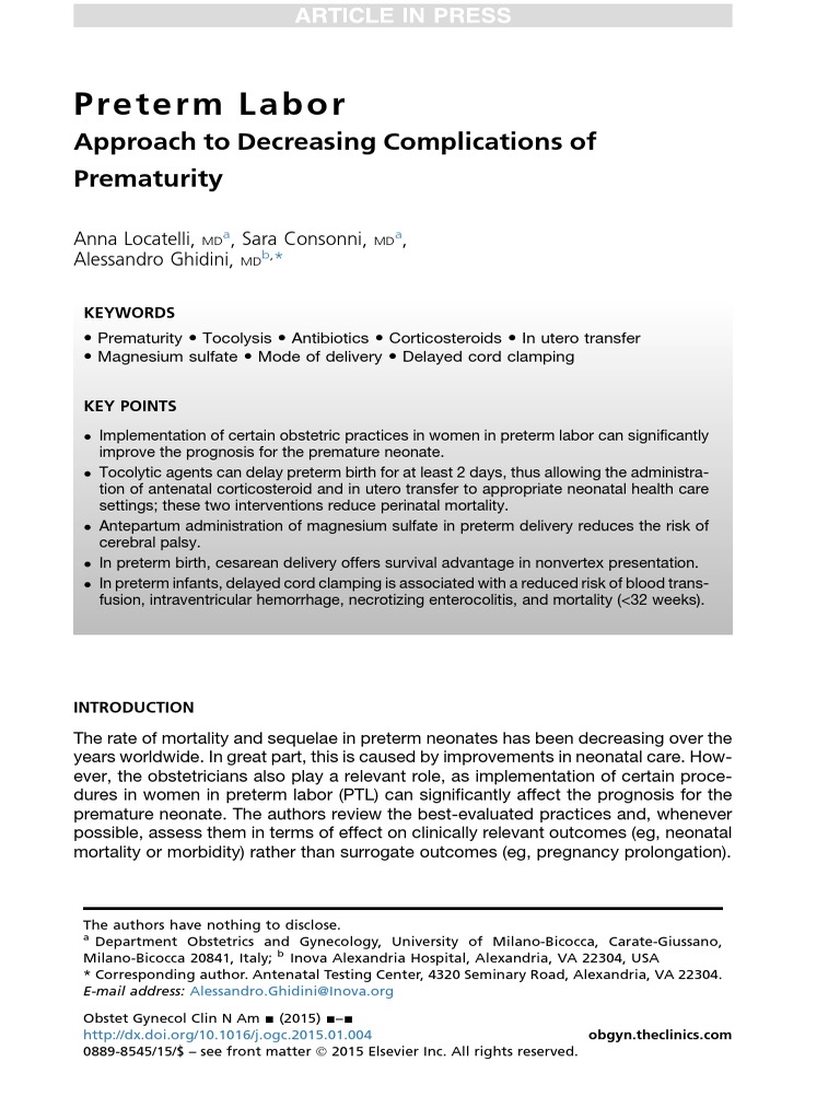 Preterm Labor | PDF | Preterm Birth | Childbirth