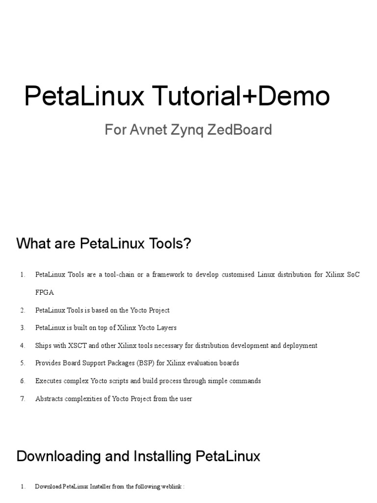 Petalinux Tutorial+Demo: For Avnet Zynq Zedboard | PDF | Computing | Computer Architecture
