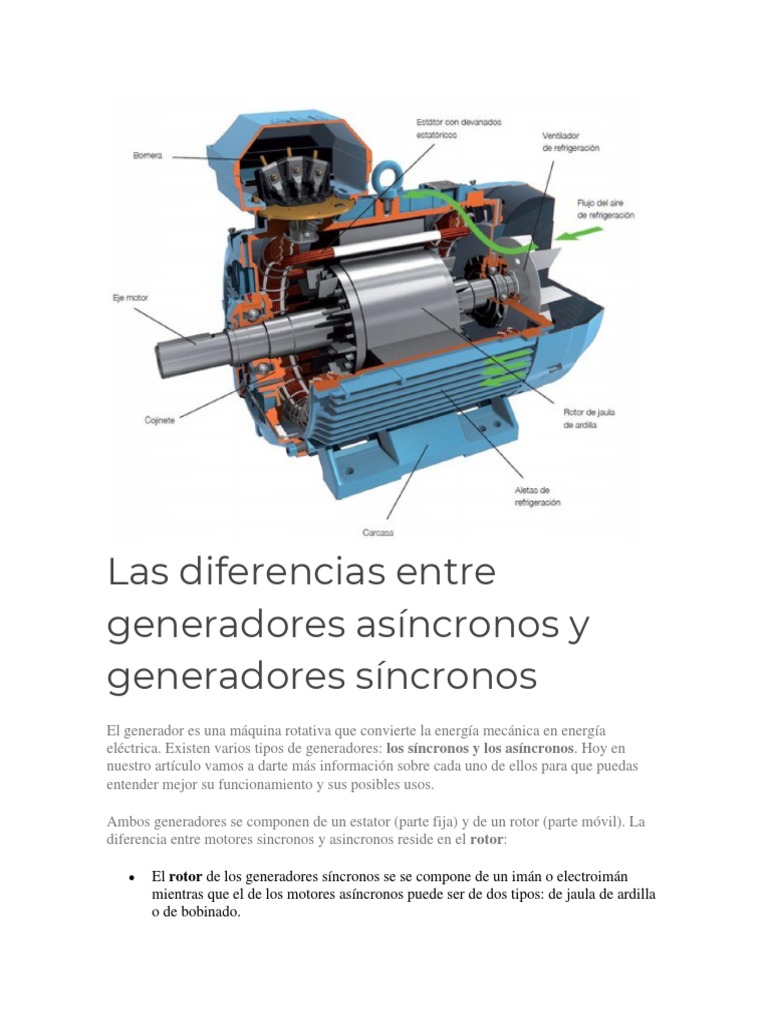Las Diferencias Entre Generadores Asíncronos y Generadores Síncronos | PDF | Generador eléctrico ...